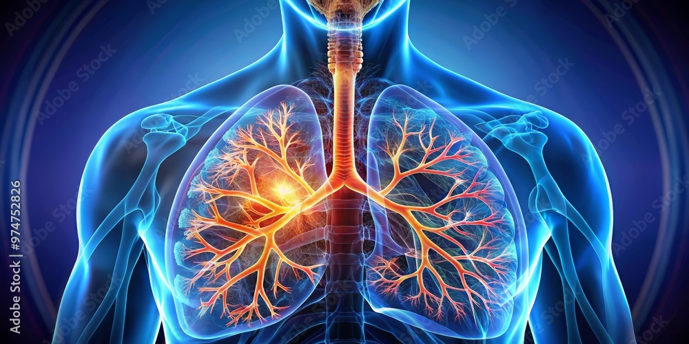 3D Render of Human Lungs with Trachea and Bronchi, Medical Illustration ...