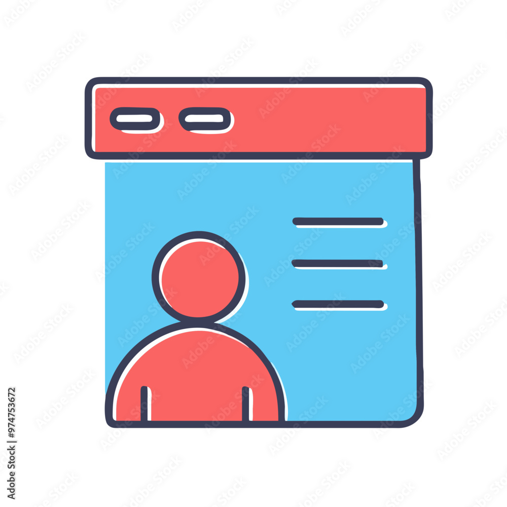 Stylized Contact Card Icon in Red and Blue Colors for Personal ...