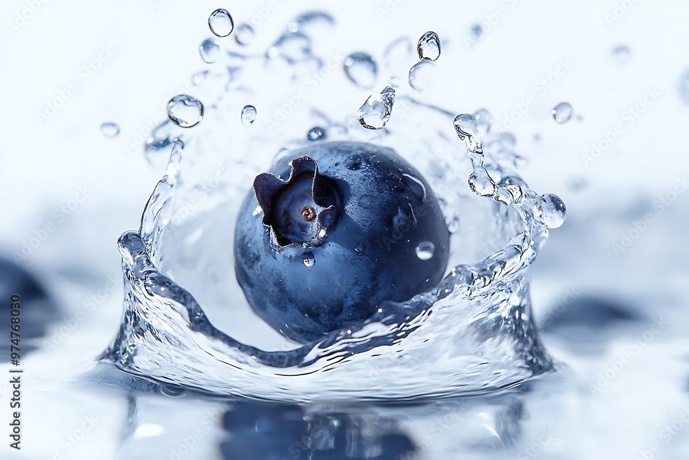 Blueberry falling in water splash mockup Stock Illustration | Adobe Stock