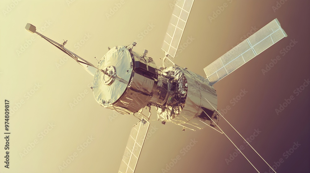 A high-resolution image of a satellite in space, with a focus on its ...