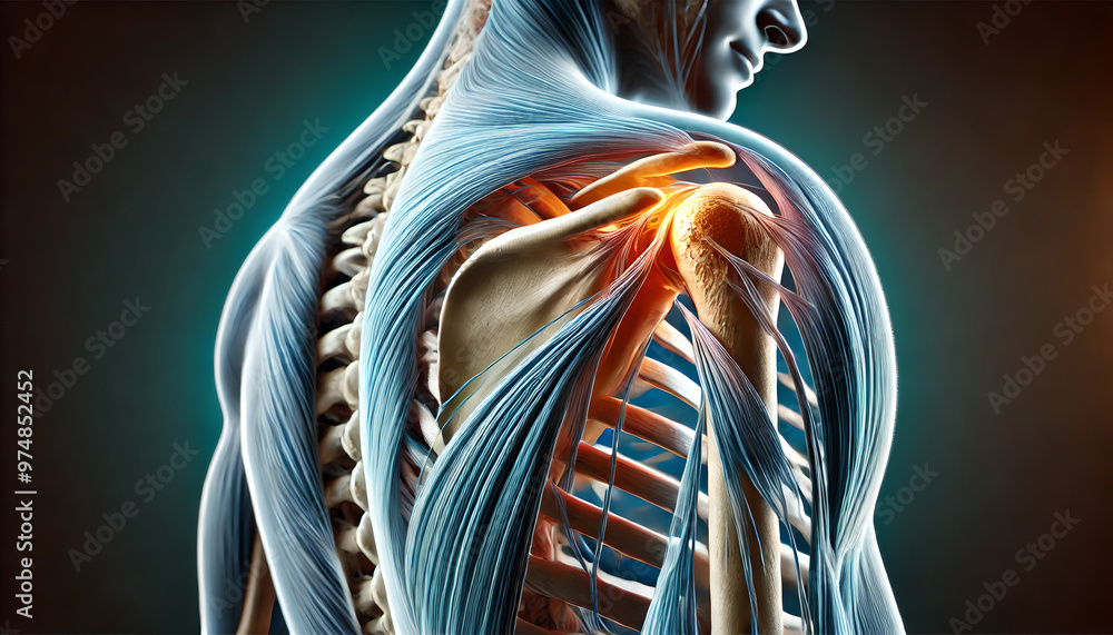 3D bone: human joint in motion, showing humerus, scapula, clavicle work ...