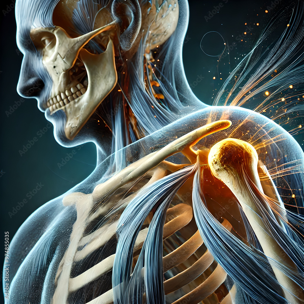 3D bone: human joint in motion, showing humerus, scapula, clavicle work ...