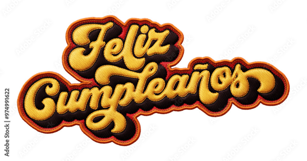 Spanish words ‘Feliz Cumpleaños’ (Happy Birthday) written in retro ...