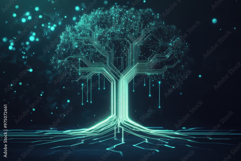 Artificial intelligence tree with circuit board connections ...