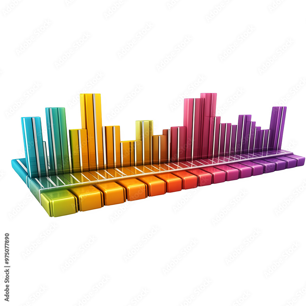Colorful audio waveforms representing sound frequencies digital music visualization transparent ...