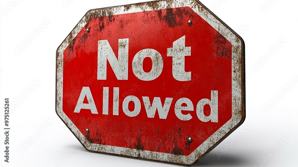 the Isolated red "Not Allowed" stop sign on a transparent background ...