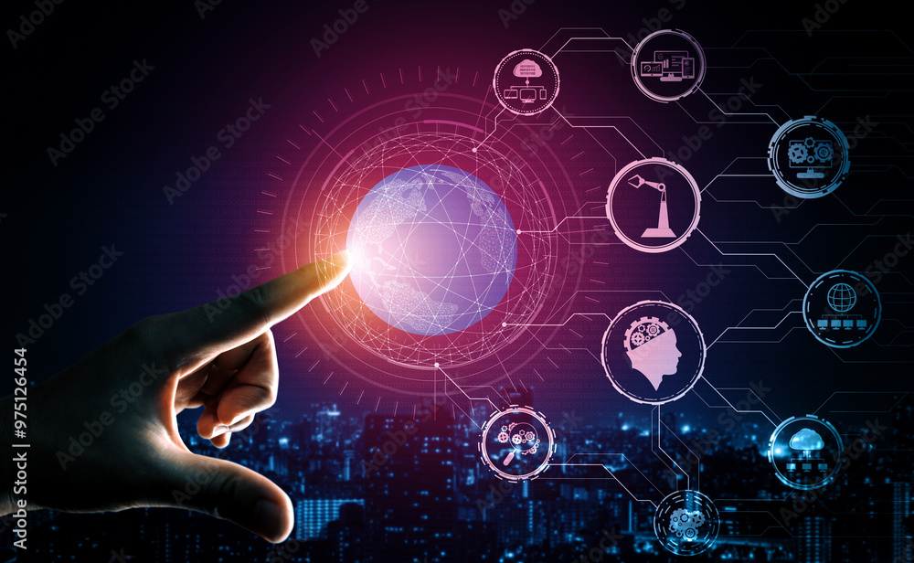 Futuristic industry 4.0 concept - Engineering with graphic interface ...