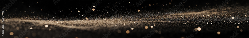 a dense stream of very small particles flies up , black background ...