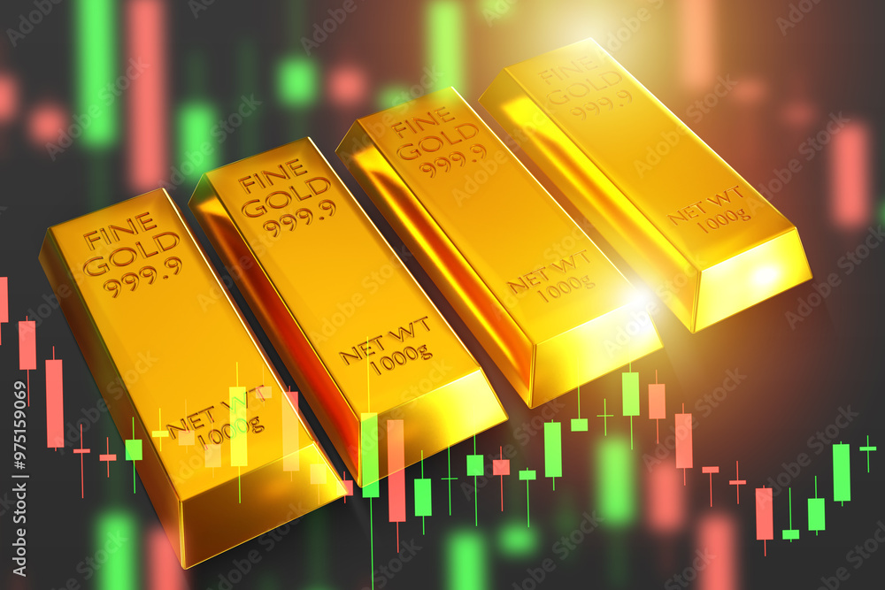 Gold bars. Investment chart. Pure gold for wealth accumulation. Bars of ...