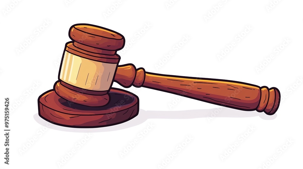 Cartoon gavel clipart, cartoon illustration on a white background Stock ...