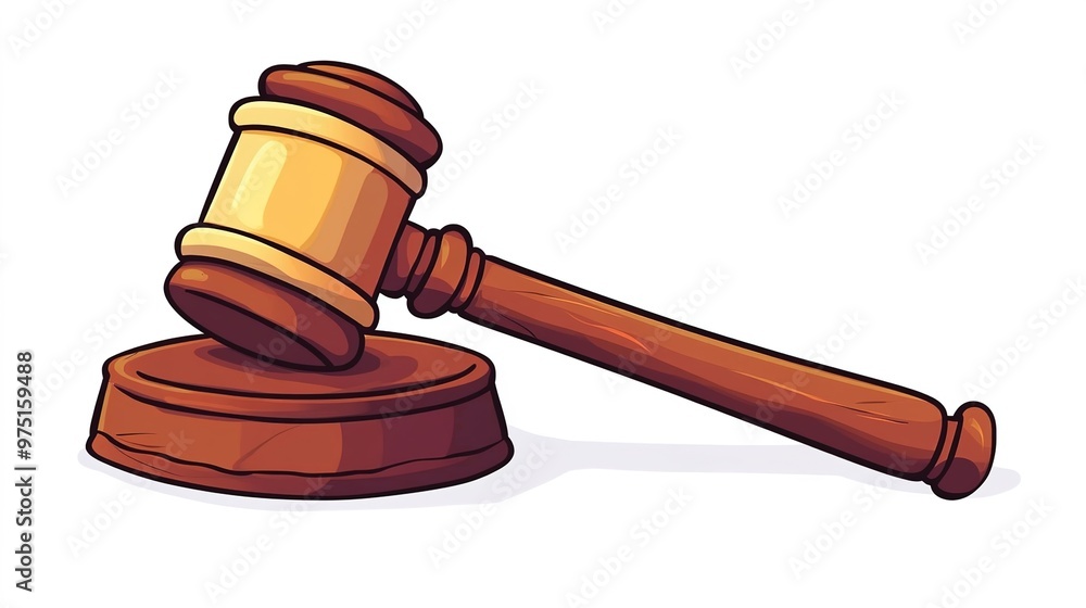 Cartoon gavel clipart, cartoon illustration on a white background Stock ...