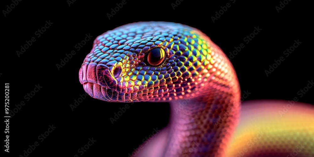 A modern and sleek digital illustration of a snake with intricate ...