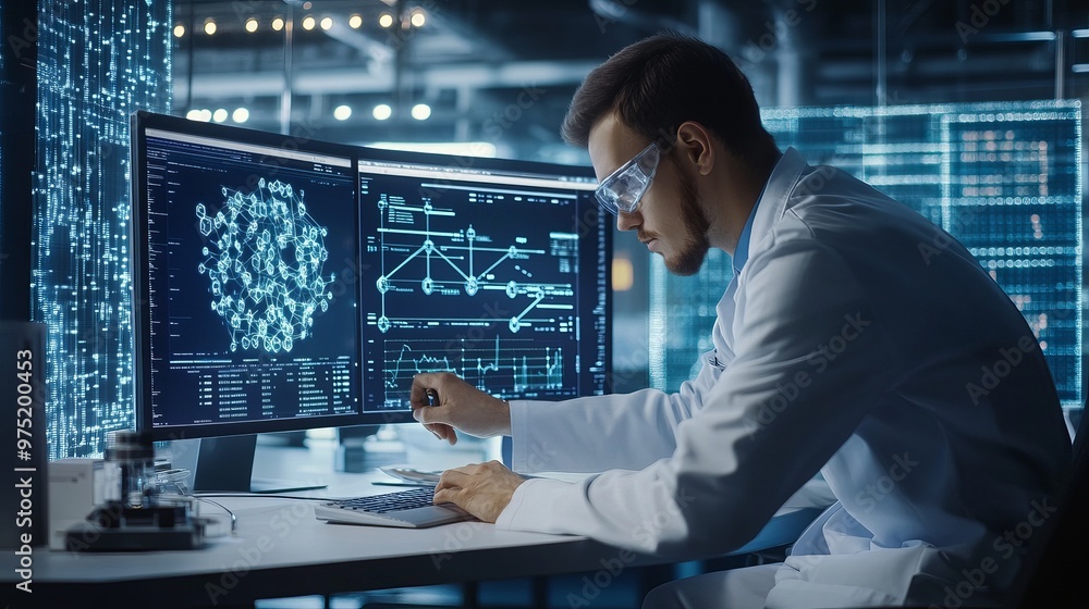 Big data technologies and data science. Scientists using computers to ... Big data technologies and data science. Scientists using computers to ...