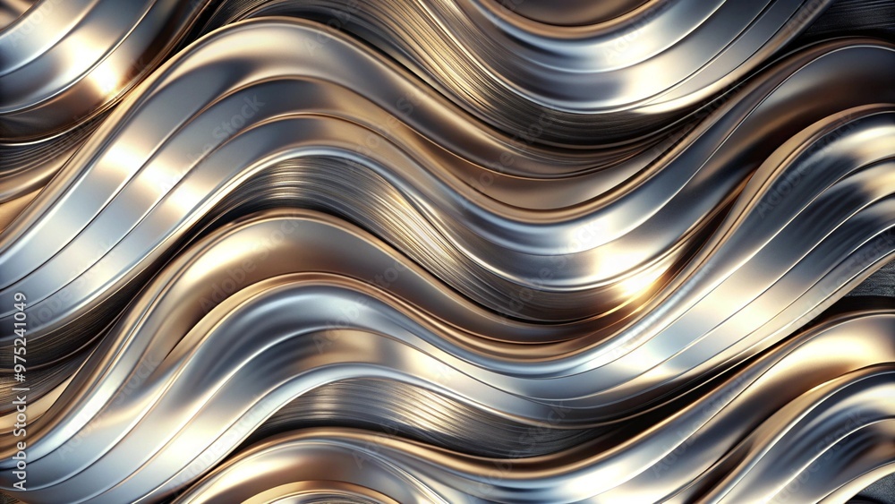 Holographic 3d background with smooth metallic waves.Futuristic modern ...