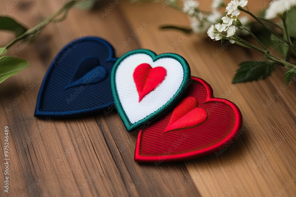 Ilustración de Stock Charming Heart Embroidered Patch Badge as a Symbol ...
