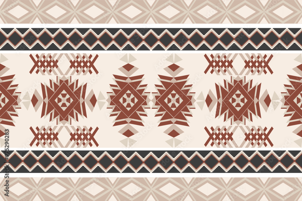Brown, black and pale red of geometric patterns that are traditional ...