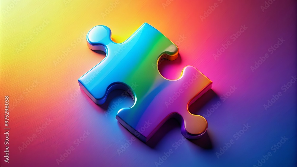 Among the colors, a puzzle piece stands, representing inclusion ...
