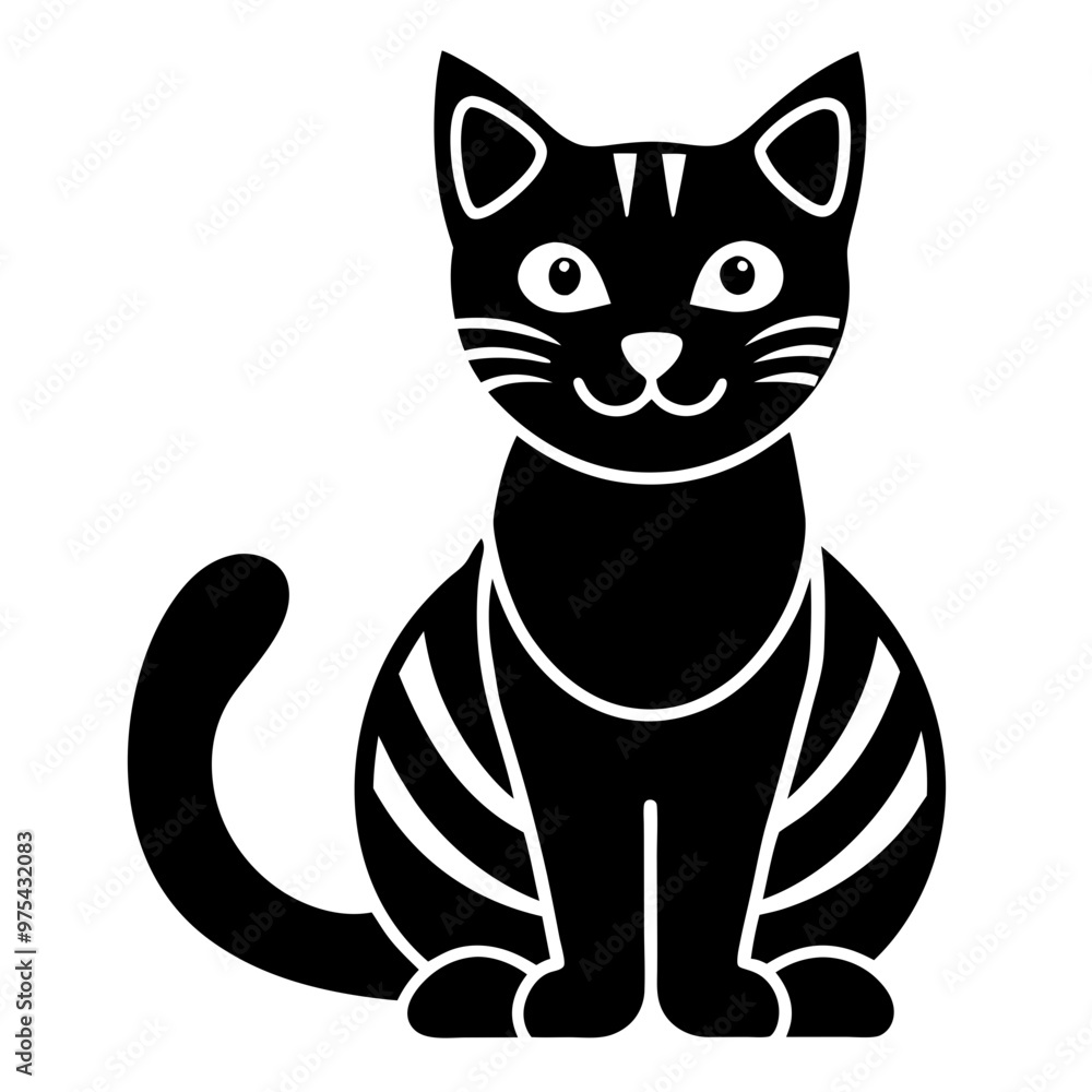Charming cat vector illustration in cartoon, clipart, and line art ...
