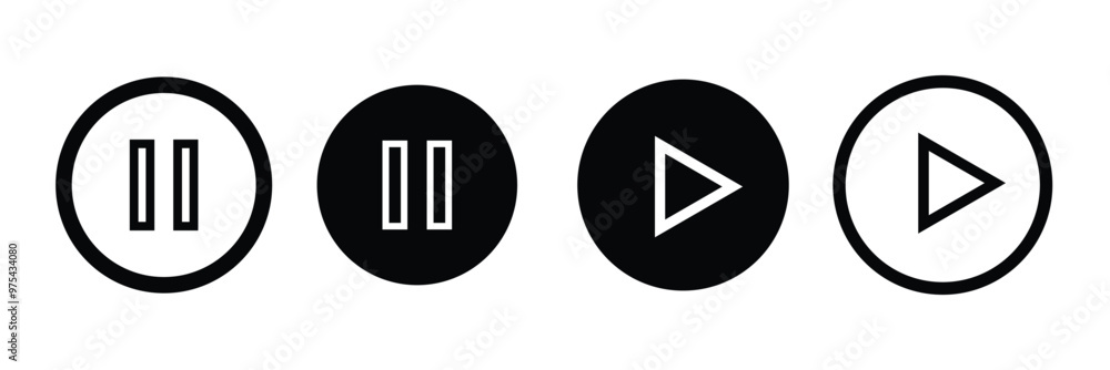 play and pause buttons icon set, ideal for media player. . Elements for ...