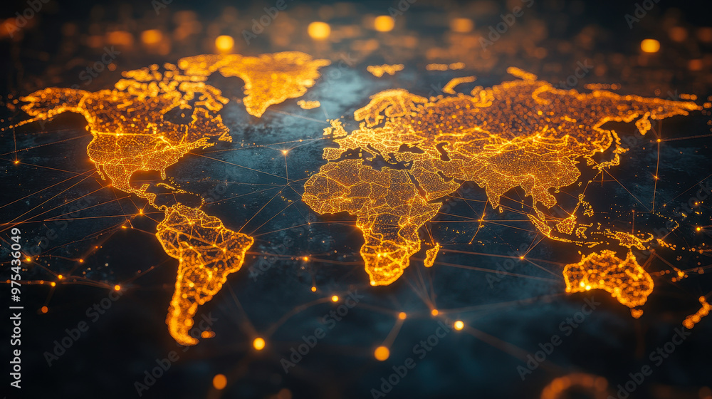 Global Shipping Network Map Highlighting International Maritime Routes ...
