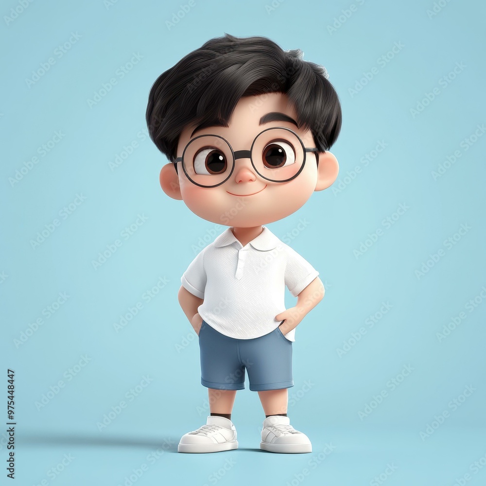 Enjoy a vibrant 3D animation featuring a cheerful, cute male character ...