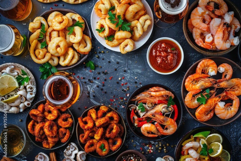 Beer Snack Mix with Dried Salted Seafood, Wine Snacks Buffet, Spicy ...