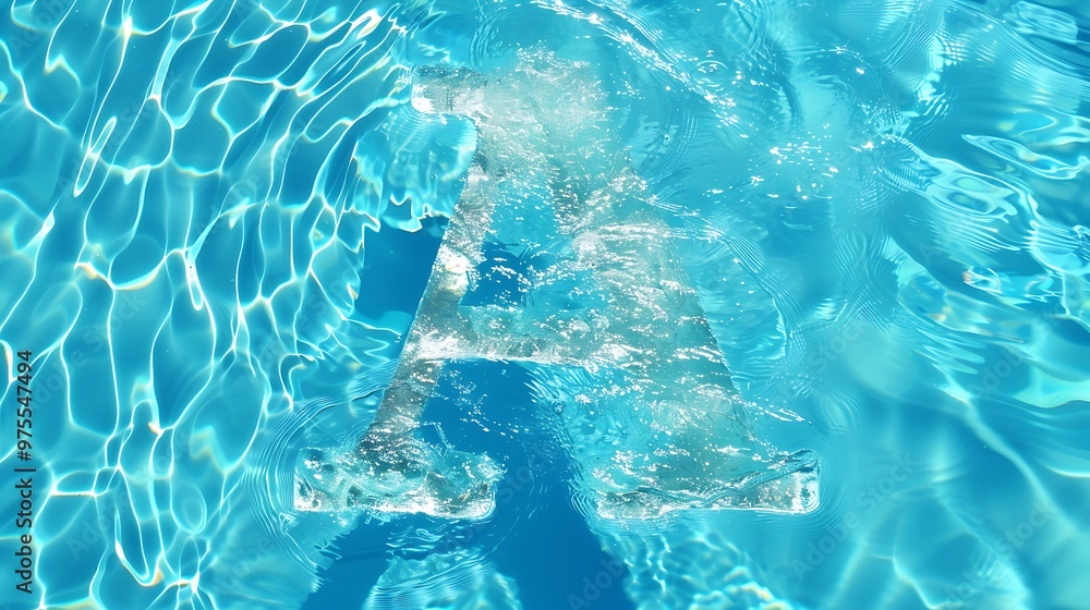 Uppercase letter A made by water isolated on swimming pool background ...