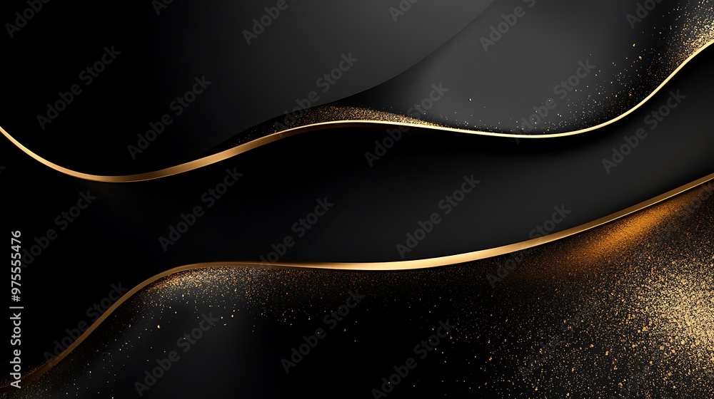Glossy black background with a subtle gold texture overlay, creating a ...