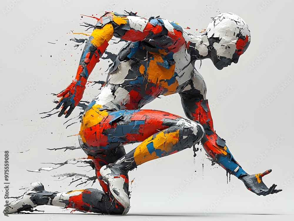Graffiti-inspired patterns cover a 3D human figure, creating a striking ...