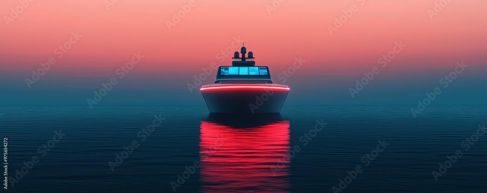 Corporate meeting on a futuristic yacht with holographic screens ...