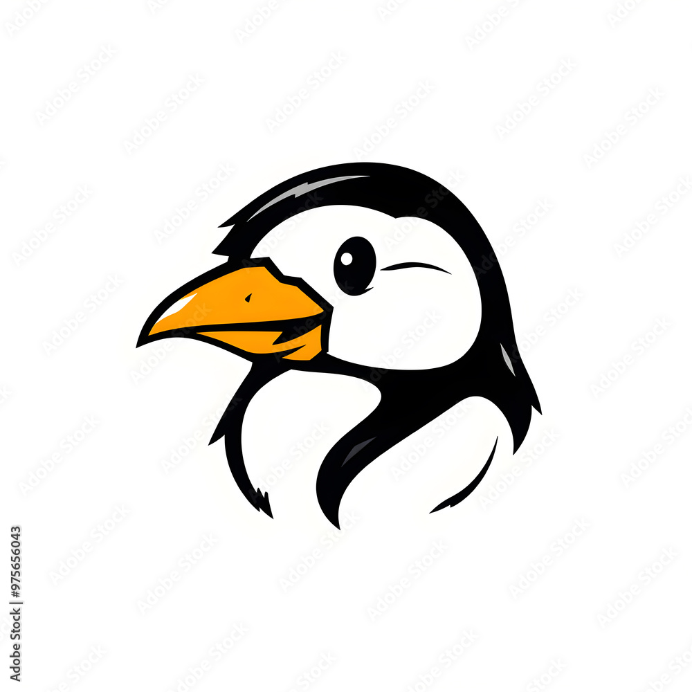 Penguin head graffiti street style logo on plain white background ...