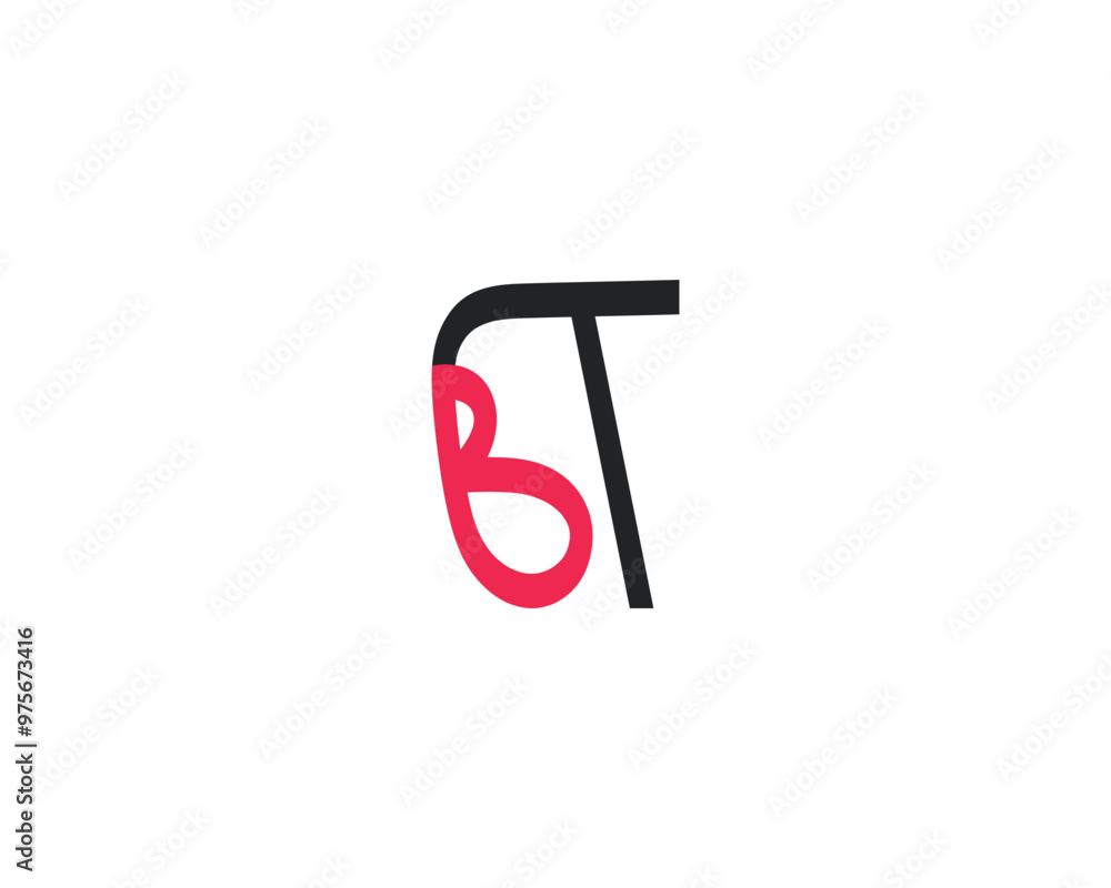 Simple initial letter BT logo design Stock Vector | Adobe Stock