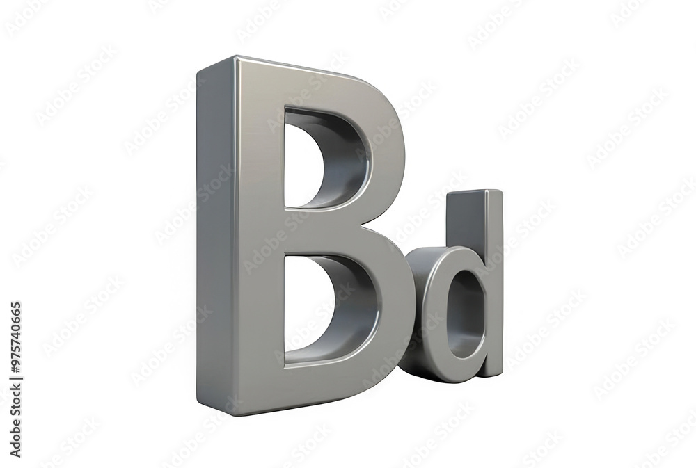Metallic Silver Letter B Uppercase and Lowercase, 3D Typography ...
