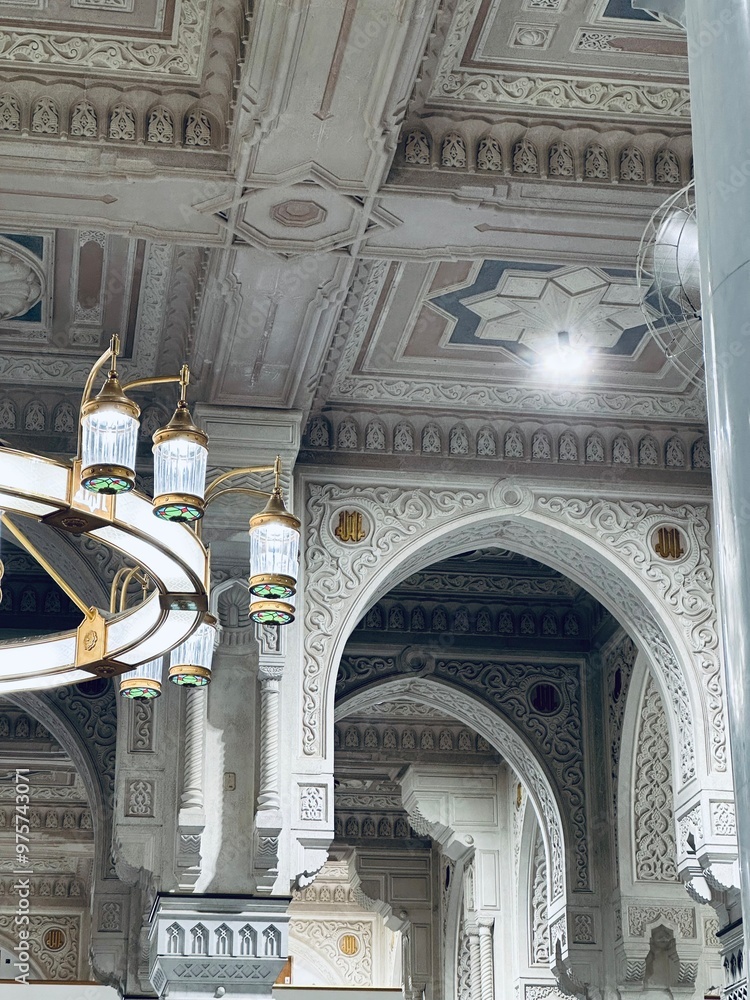 Mecca, Saudi Arabia - August 09, 2024 - The interior of the grand haram ...