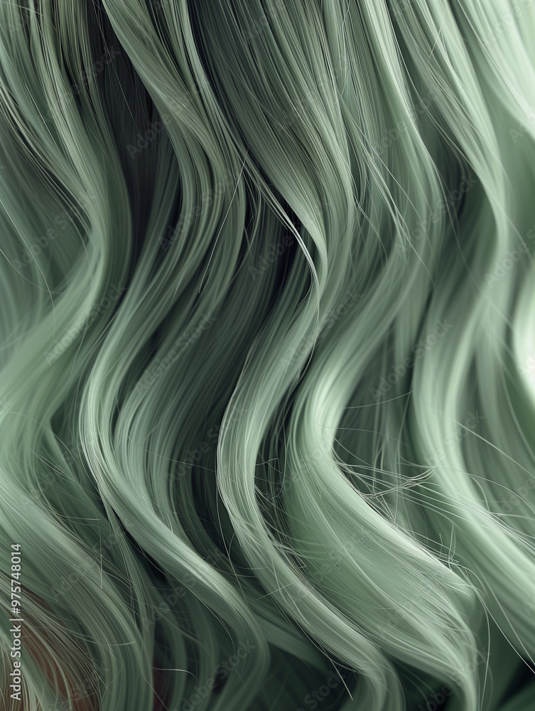 Cool toned wavy mint green hair closeup soft smooth texture modern hair ...