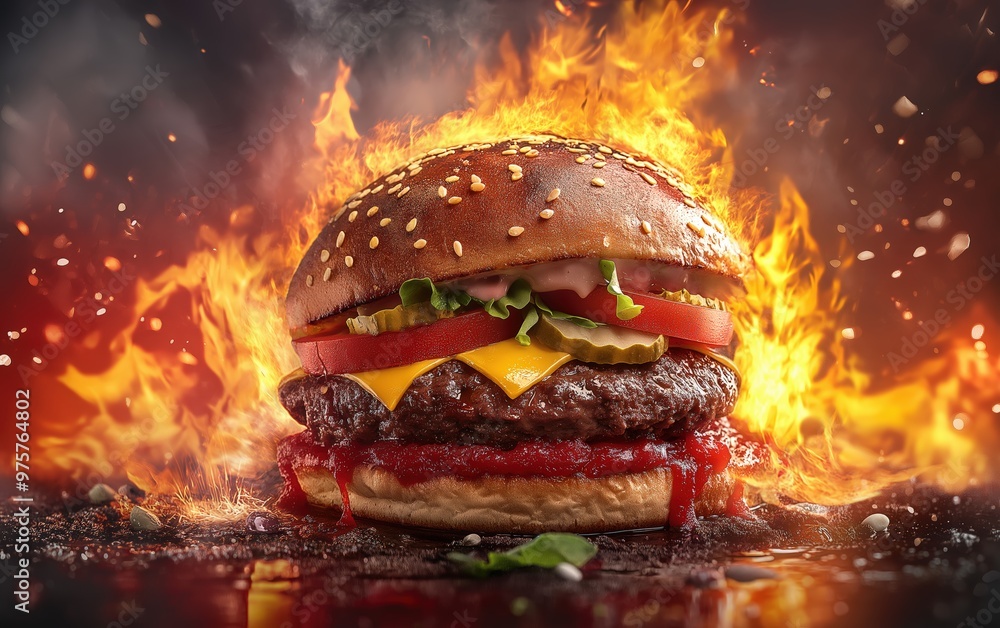 Crazy epic burger professional advertising poster realistic instagram ...