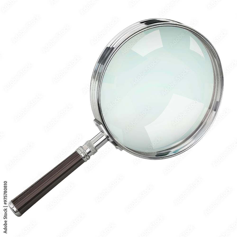 3D investigation tool featuring a magnifying glass with metal handle ...