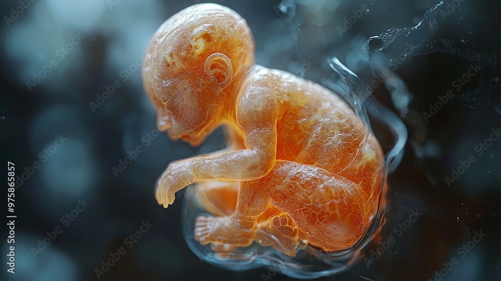 Develop a 3D image of a fetus in utero, showing the connection with the ...