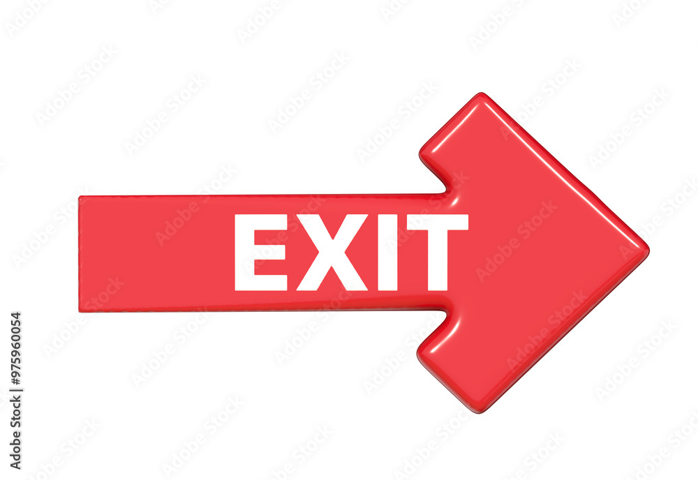 Red arrow icon with text exit on png transparent background. Stock ...