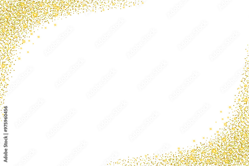 Luxury gold glitter border with twinkle lights. Shiny glittering ...