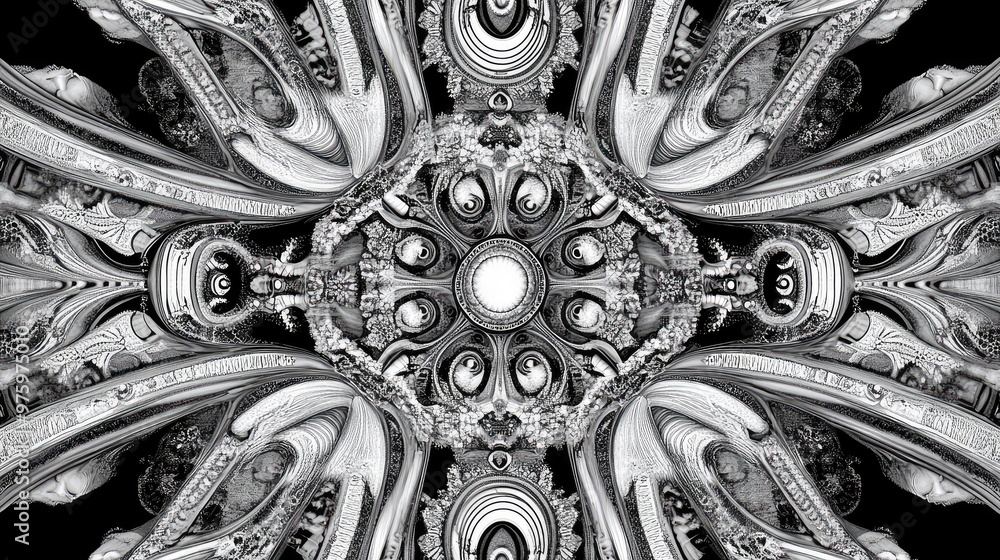 Ilustración de Stock Symmetrical black and white shapes mirroring each ...