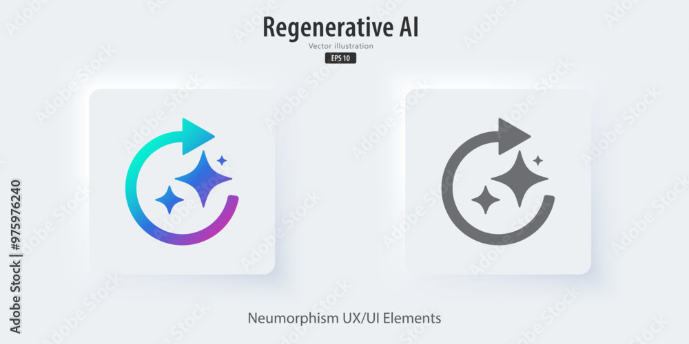 Regenerate AI icon, 3D buttons with icon symbols. Revise and edit work ...