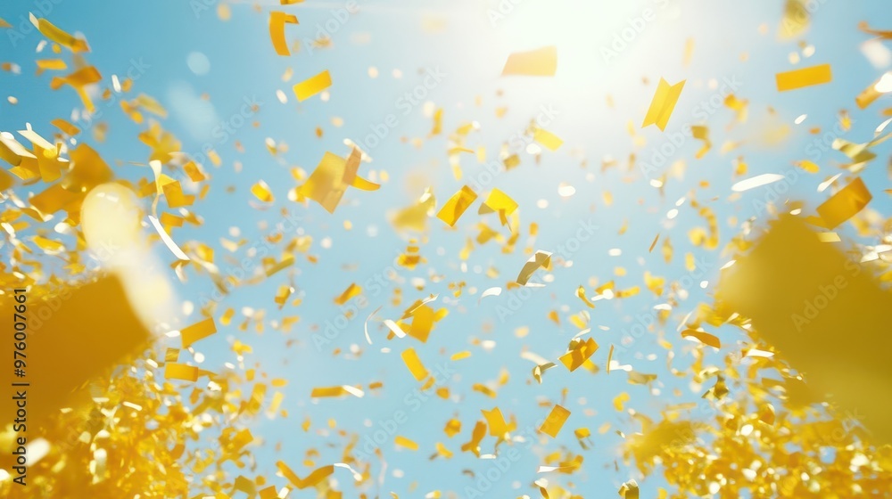 exuberant celebration backdrop explosion of vibrant yellow confetti ...