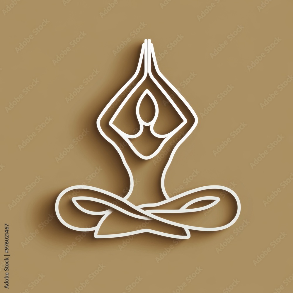 Minimalist yoga figure in a meditative pose, perfect for wellness and ...