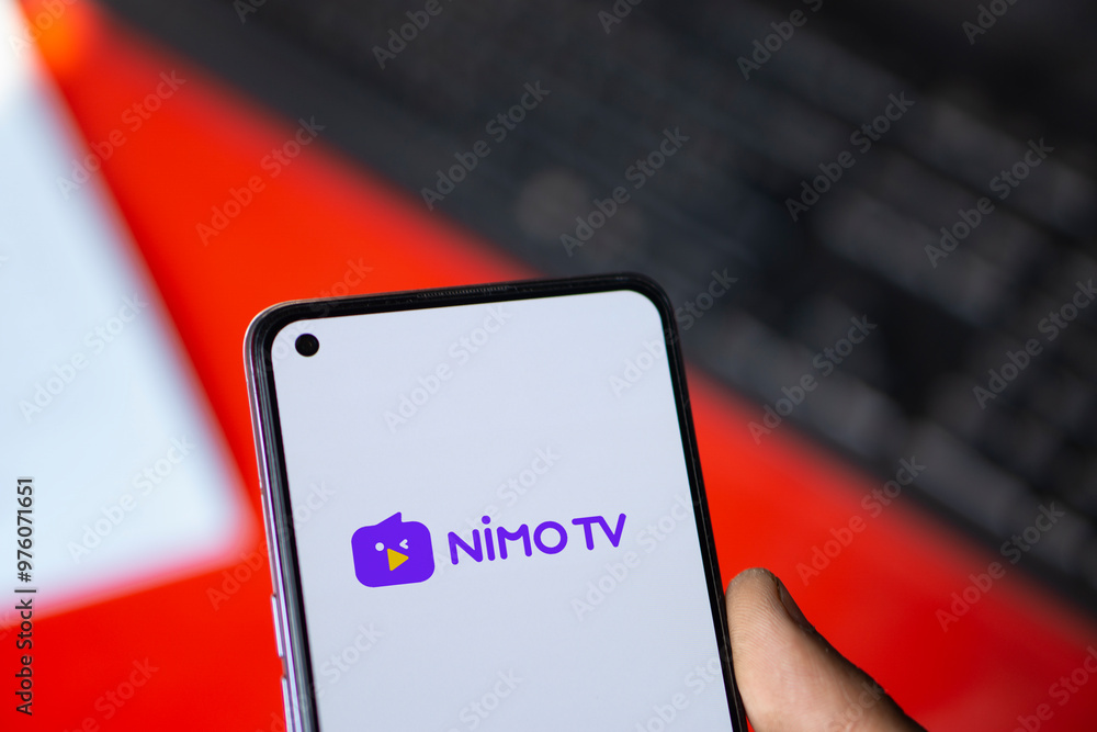 Dhaka, Bangladesh- 15 Sep 2024: Nimo TV logo is displayed on smartphone. Nimo TV is one of the ...
