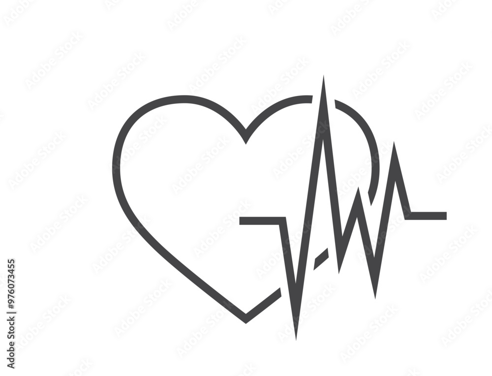 Heart with pulse line icon. Heartbeat and ecg symbol. Medical design ...