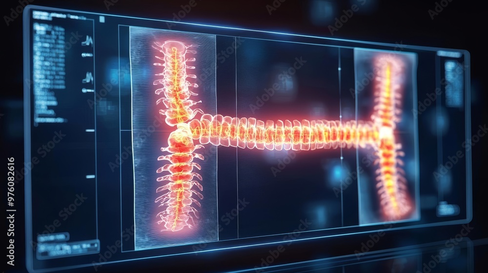"Clinical MRI image of spinal cord injury, showcasing advanced medical ...