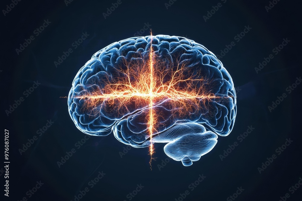 "Clinical MRI scan of patient s brain, highlighting neural pathways ...