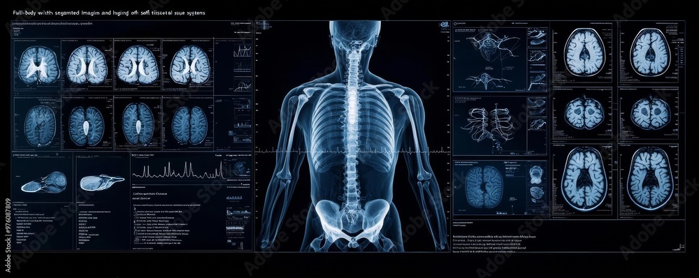 Ilustração "Full-body MRI scan with segmented layers and high ...