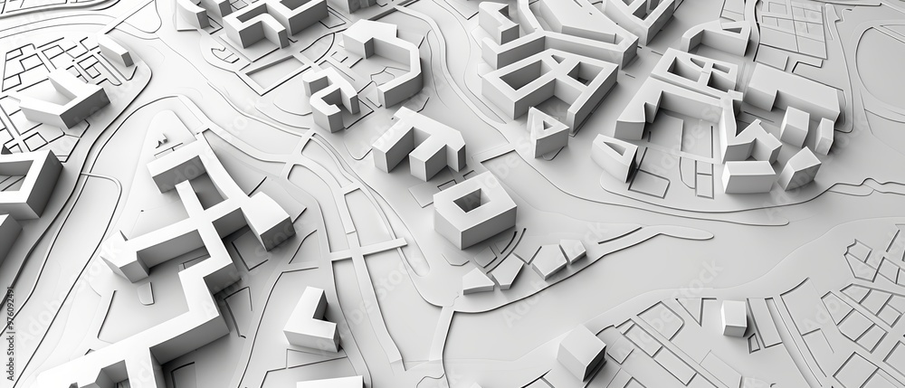 Light gray background, city map outline pattern with street grid and ...